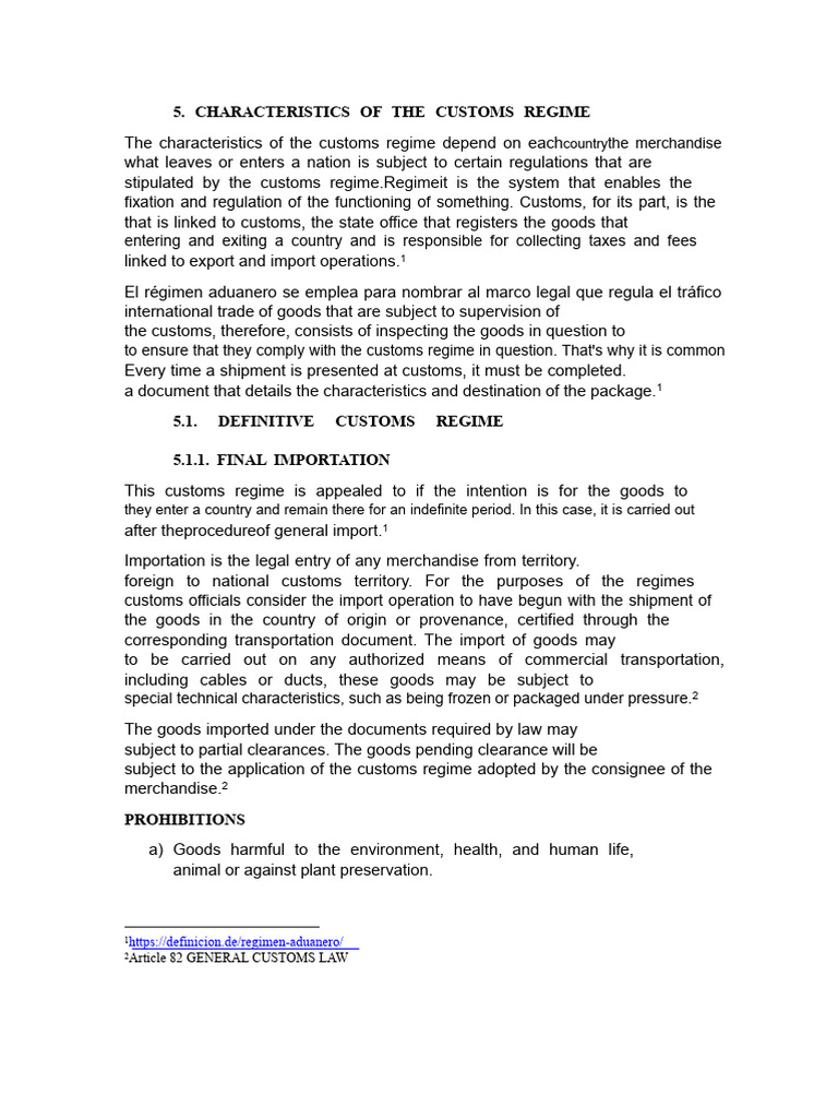 Characteristics of Customs Regime 20 | PDF | Customs | Guarantee
