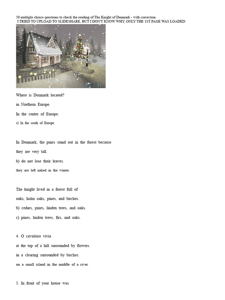 50 Multiple Choice Questions To Check The Reading of The Knight of ...