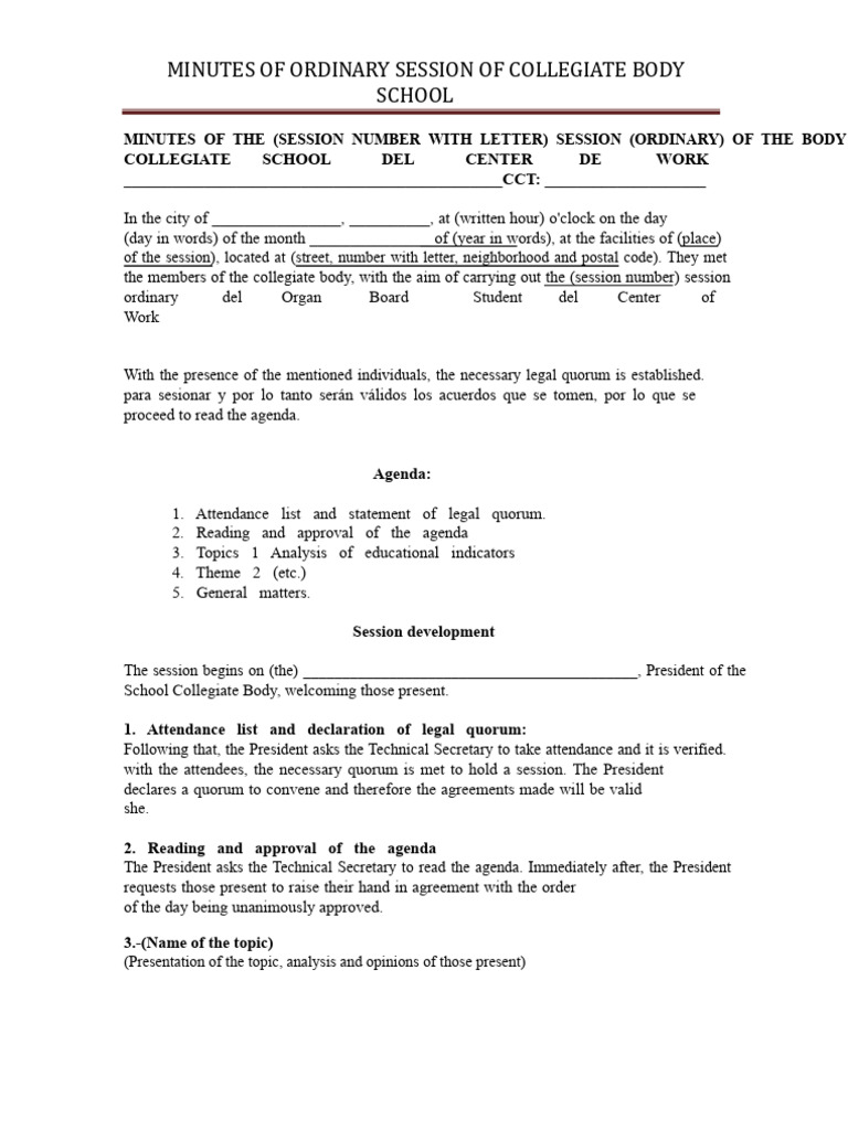 Minutes of Ordinary Session | PDF