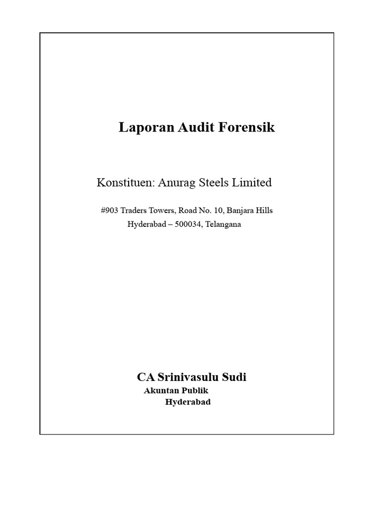 Audit Forensik Anurag Steels Limited | PDF
