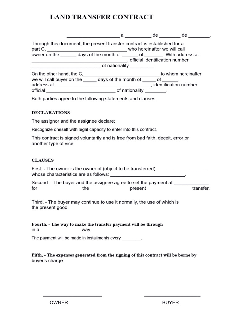 Land Transfer Contract Template | PDF