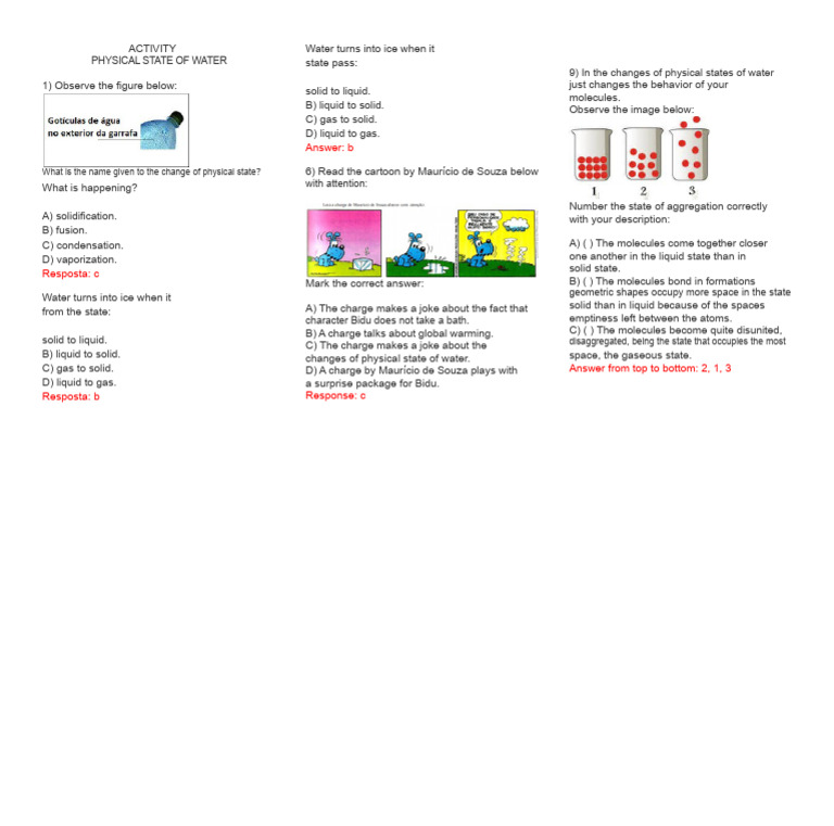 Physical State of Water Activity | PDF | Water | Gases