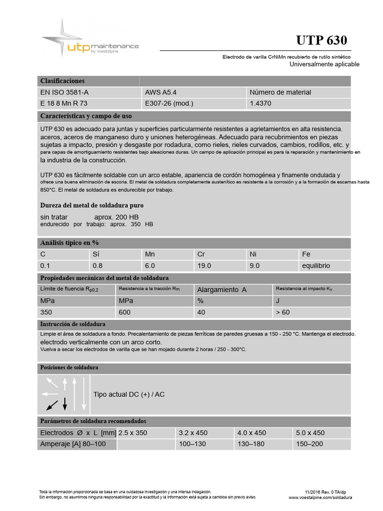 Electrodo UTP 630: Soldadura CrNiMn | PDF | Soldadura | Construcción