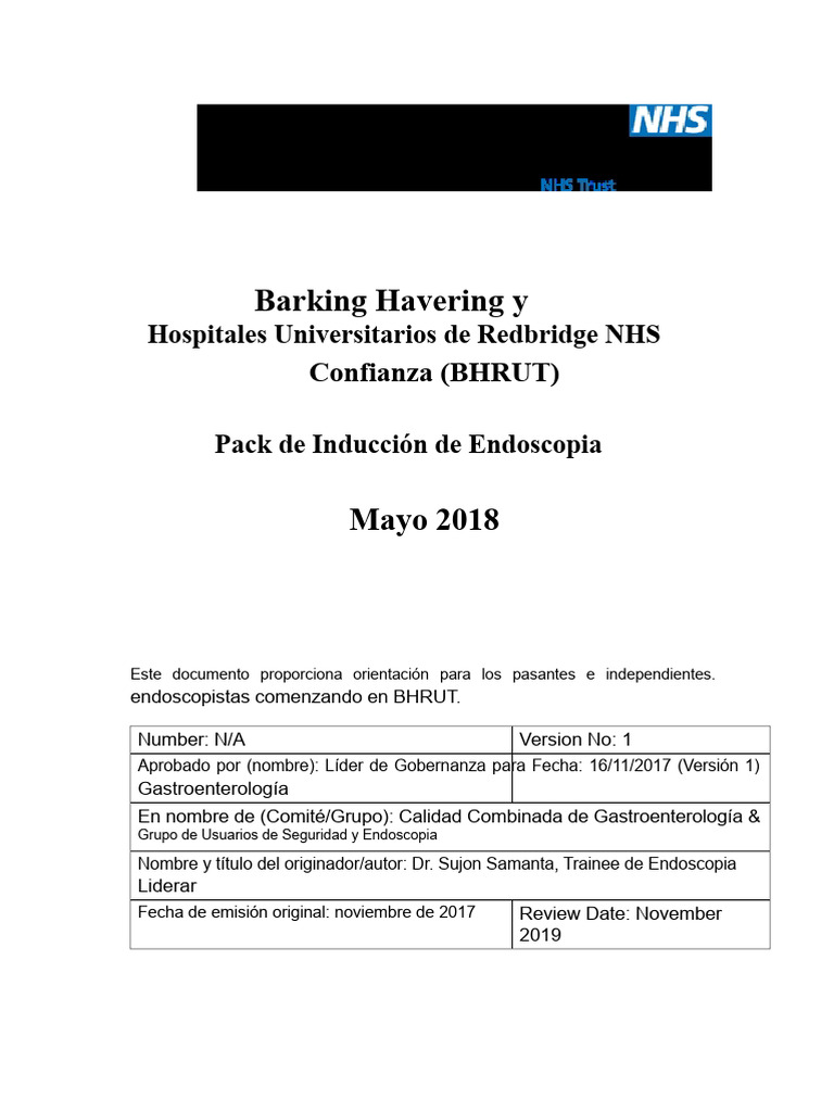 Paquete de Inducción de Endoscopia BHRUT v1.5 (Final) | PDF | Biopsia ...