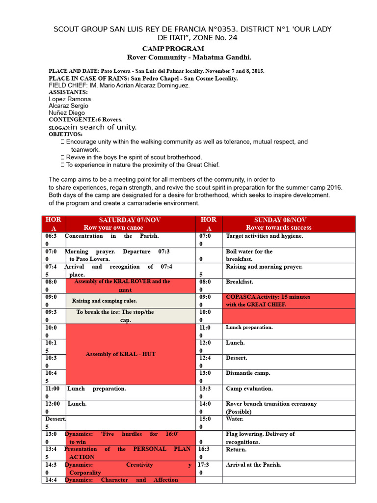 Camp Program | PDF | Eating Behaviors Of Humans | Cuisine