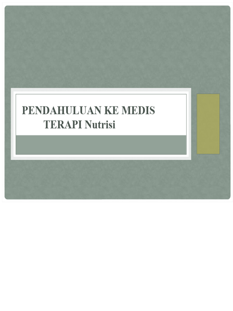 Pengantar Terapi Nutrisi Medis | PDF