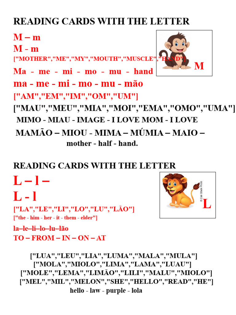 Reading Cards for Alphabet Letters | PDF