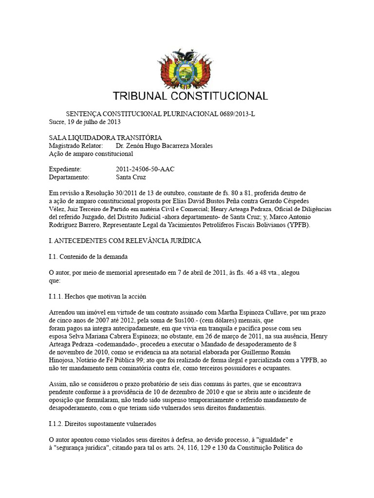 SCP 689-2013-L-Despossessão-Nega Aac Por Não Apresentar Prova de ...