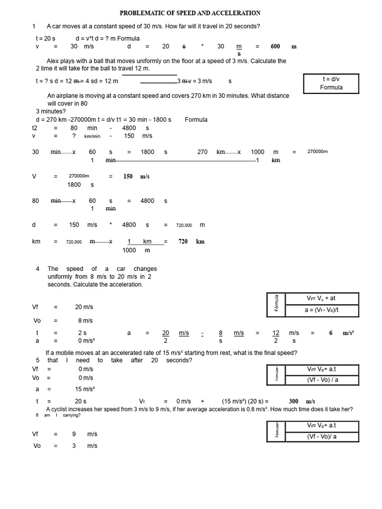 Solved Exercises Speed and Acceleration Problem - 131122160810 ...