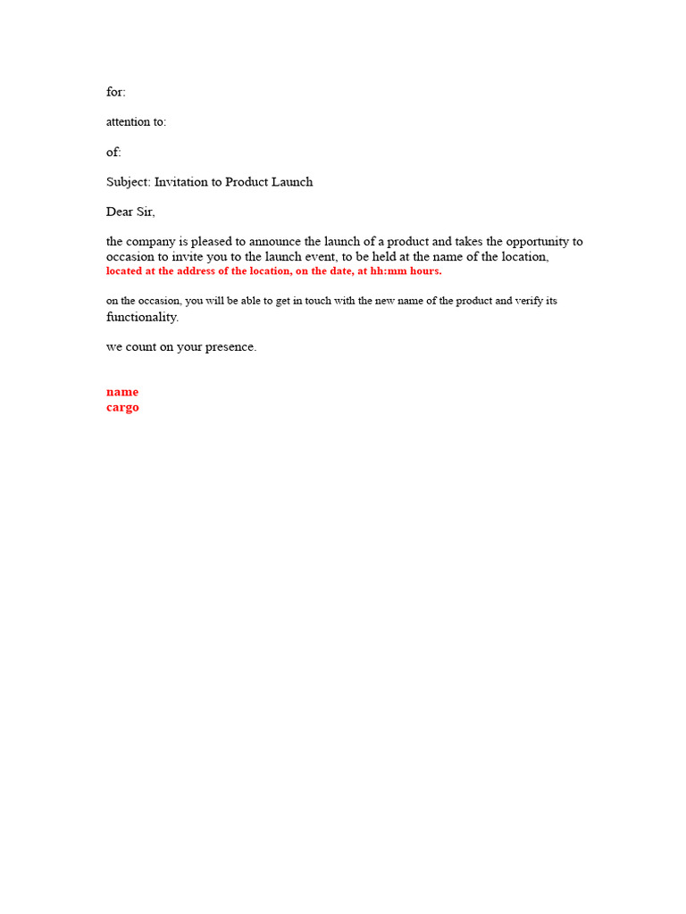 TST - Letter Templates - Invitation For Product Launch | PDF