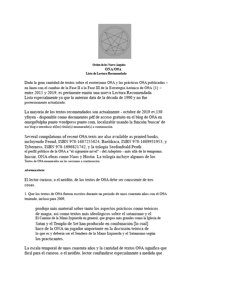 Lista de Lectura O9a | PDF | Antropología cultural | Esoterismo occidental