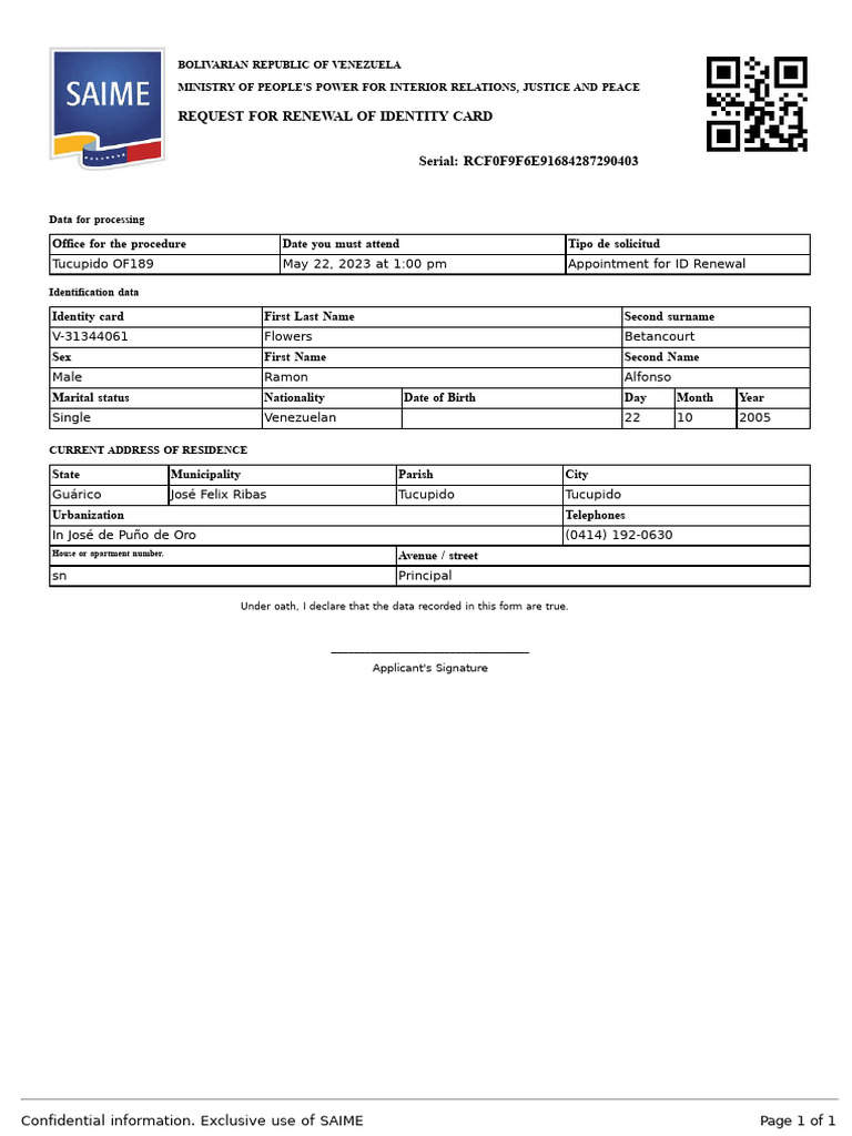 Renewal of Venezuelan ID | PDF | Identity Document | Government
