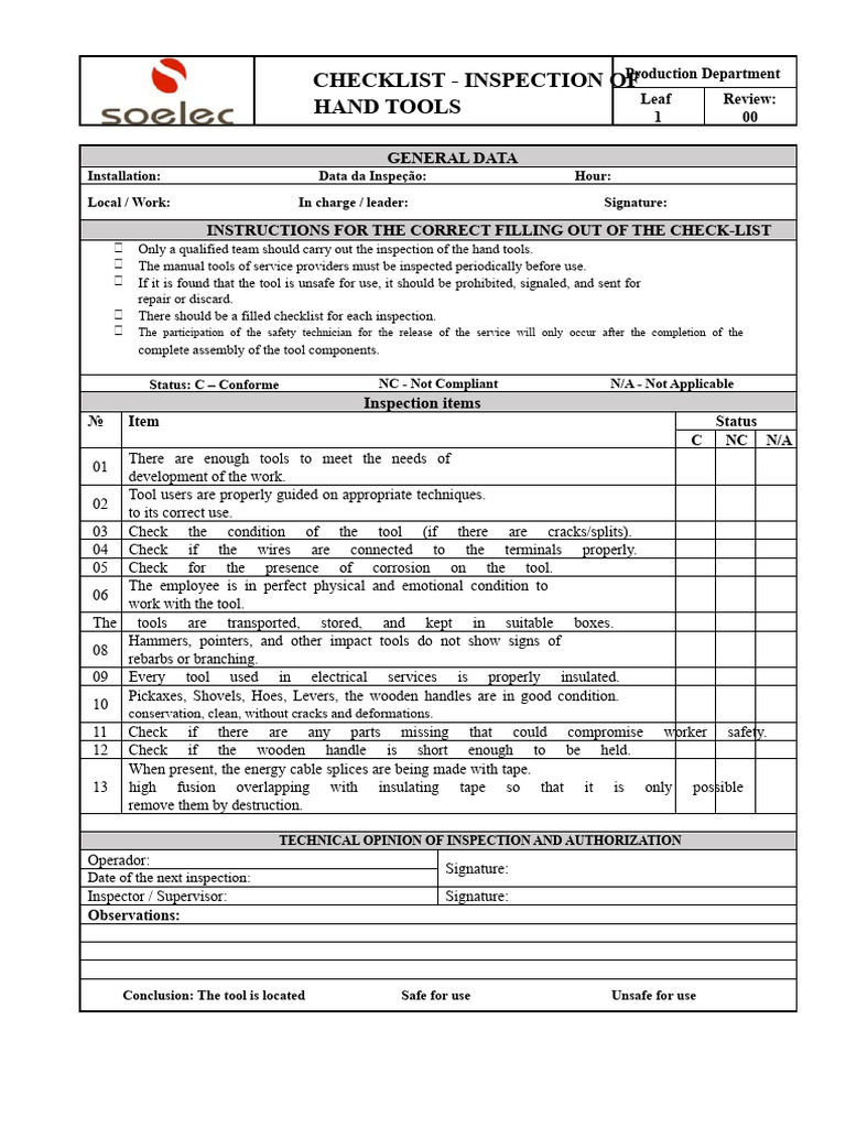 Check-List - Hand Tools | PDF | Tools | Manufactured Goods