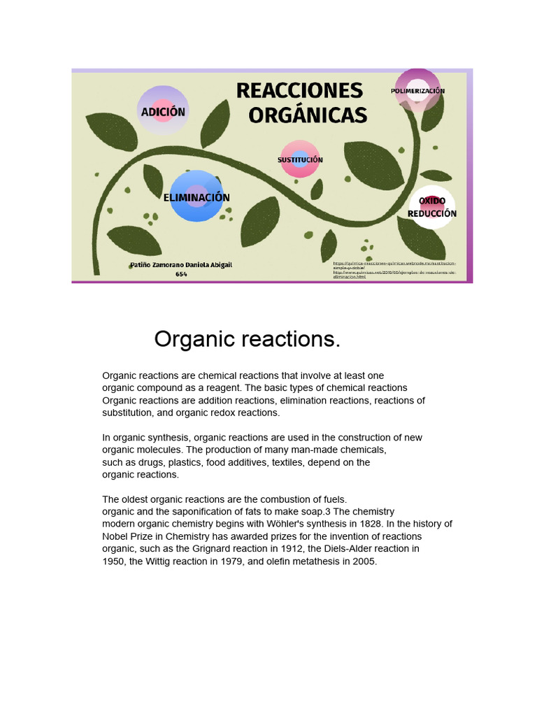 Organic Reactions. | PDF | Chemical Reactions | Chemical Substances