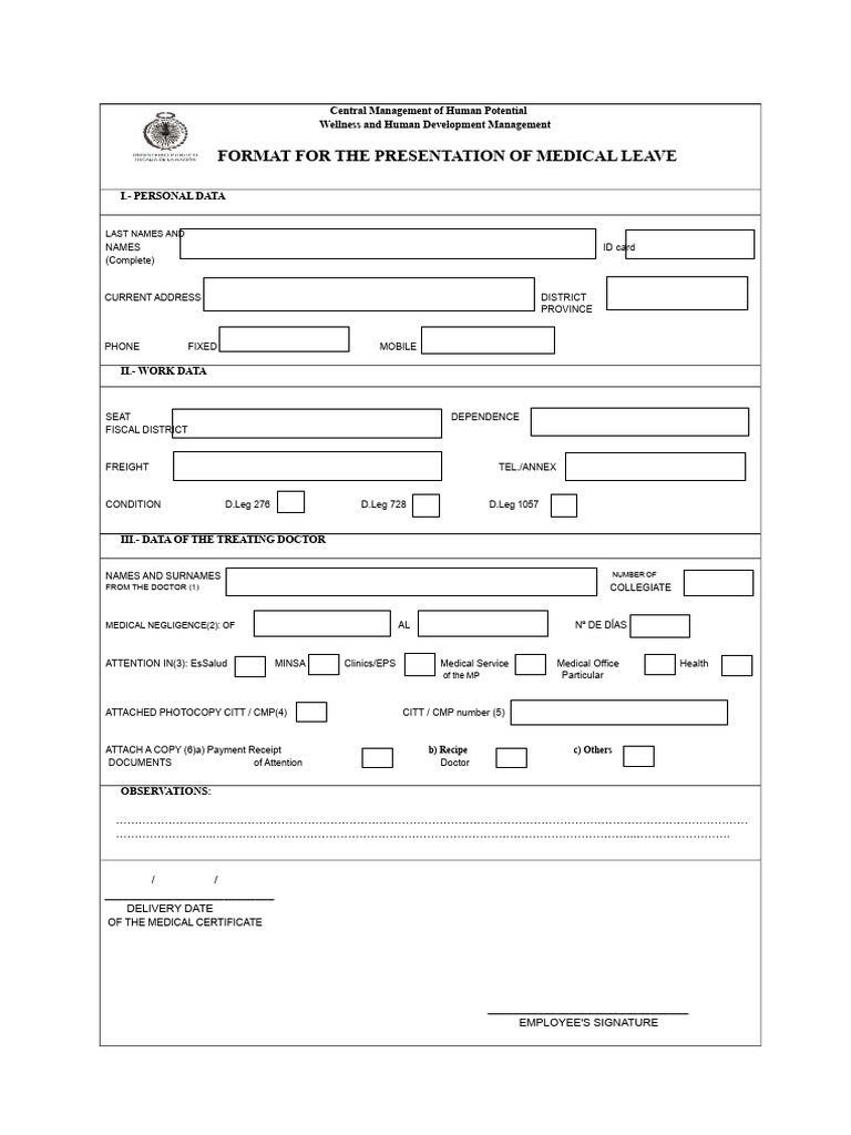 Medical Leave Presentation Format | PDF | Health Care | Medicine