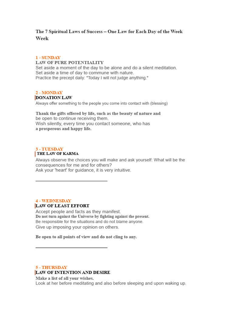 The 7 Spiritual Laws of Success | PDF