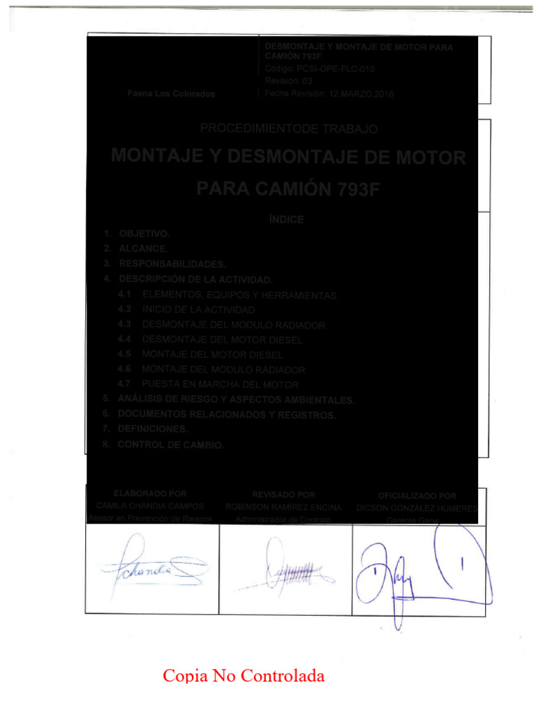 Pcsi-Ope-Flc-010 Disassembly and Assembly of Engine For Truck 793-F ...