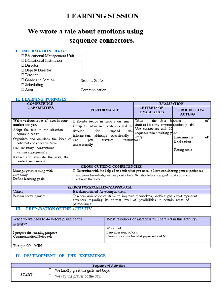 Writing Emotions: A Learning Session | PDF | Curriculum | Evaluation