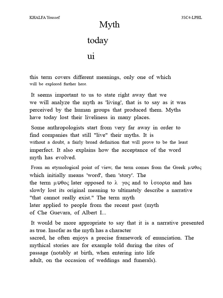 Myth of Today | PDF | Creation Myths | Narrative