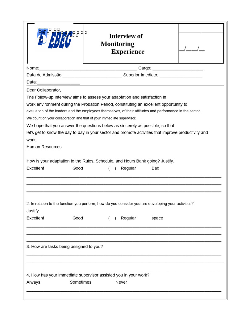 Employee Monitoring Interview Template | PDF | Organizational Behavior ...