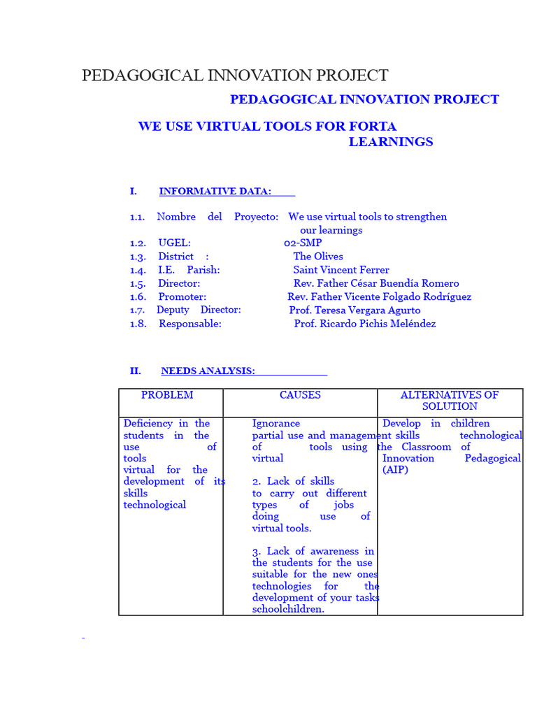 Pedagogical Innovation Project | PDF