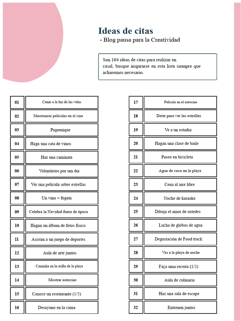 164 Ideas Creativas para Citas | PDF