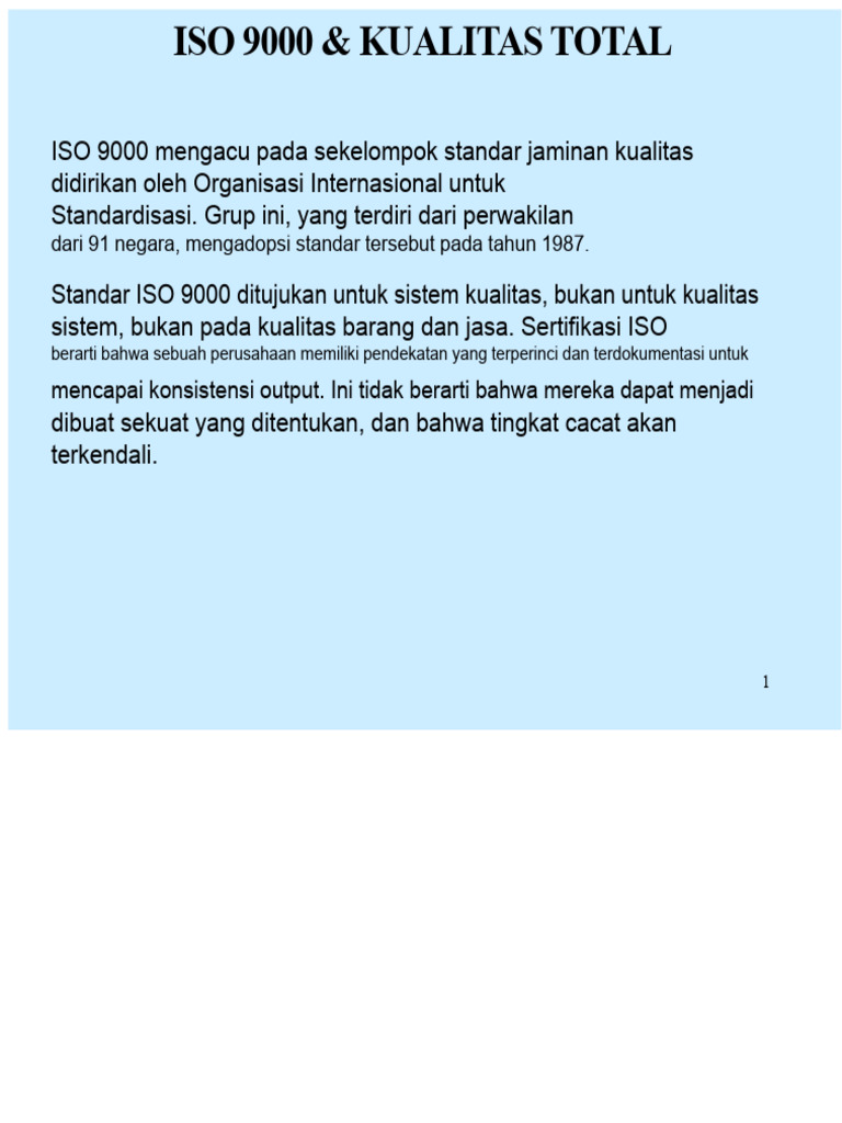 Panduan Lengkap ISO 9000 dan TQM | PDF