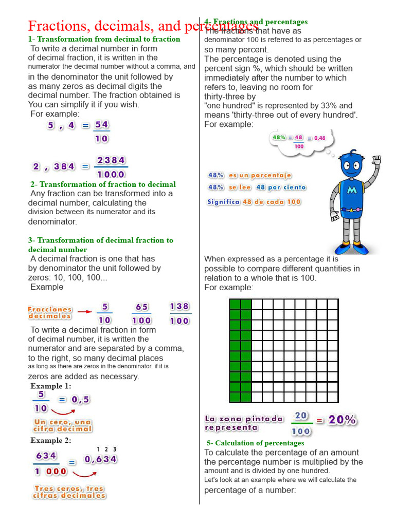 Understanding Fractions and Percentages | PDF | Percentage | Decimal