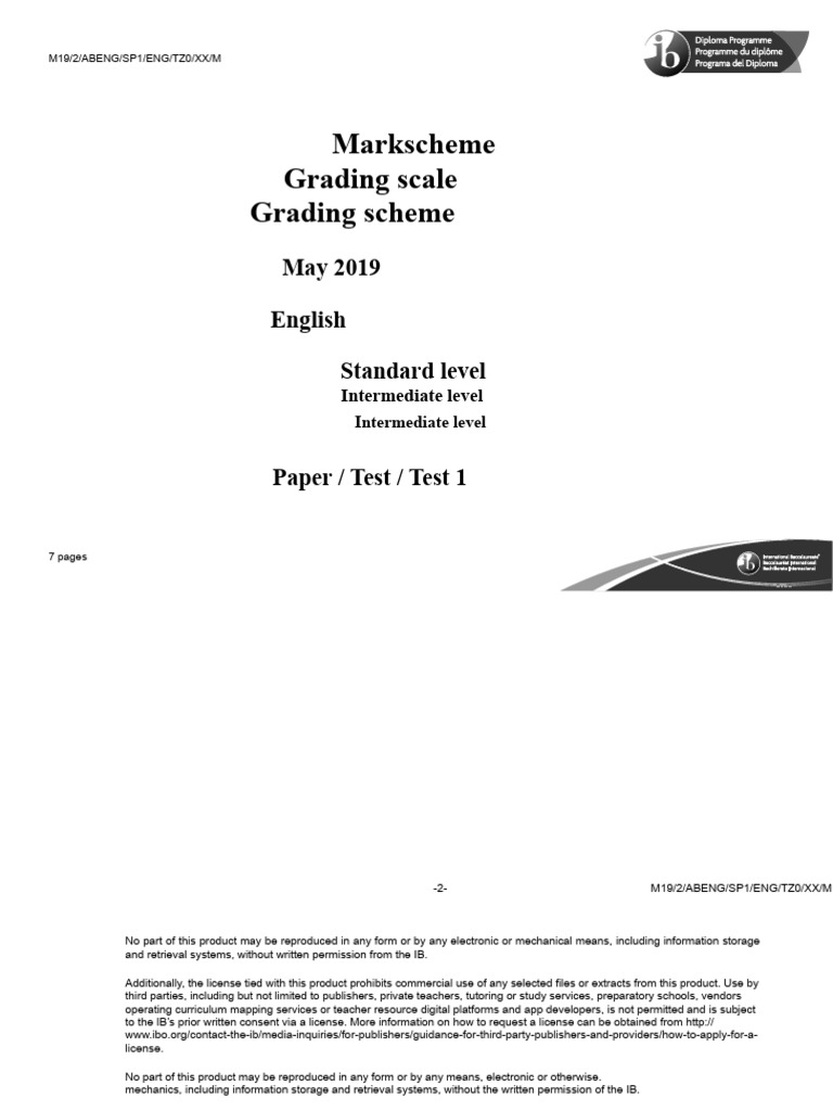English B Paper 1 SL Mark Scheme | PDF | Multiple Choice | Behavioural ...