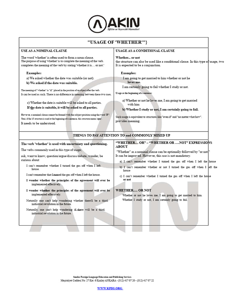 Use of Whether | PDF | Linguistic Morphology | Syntax