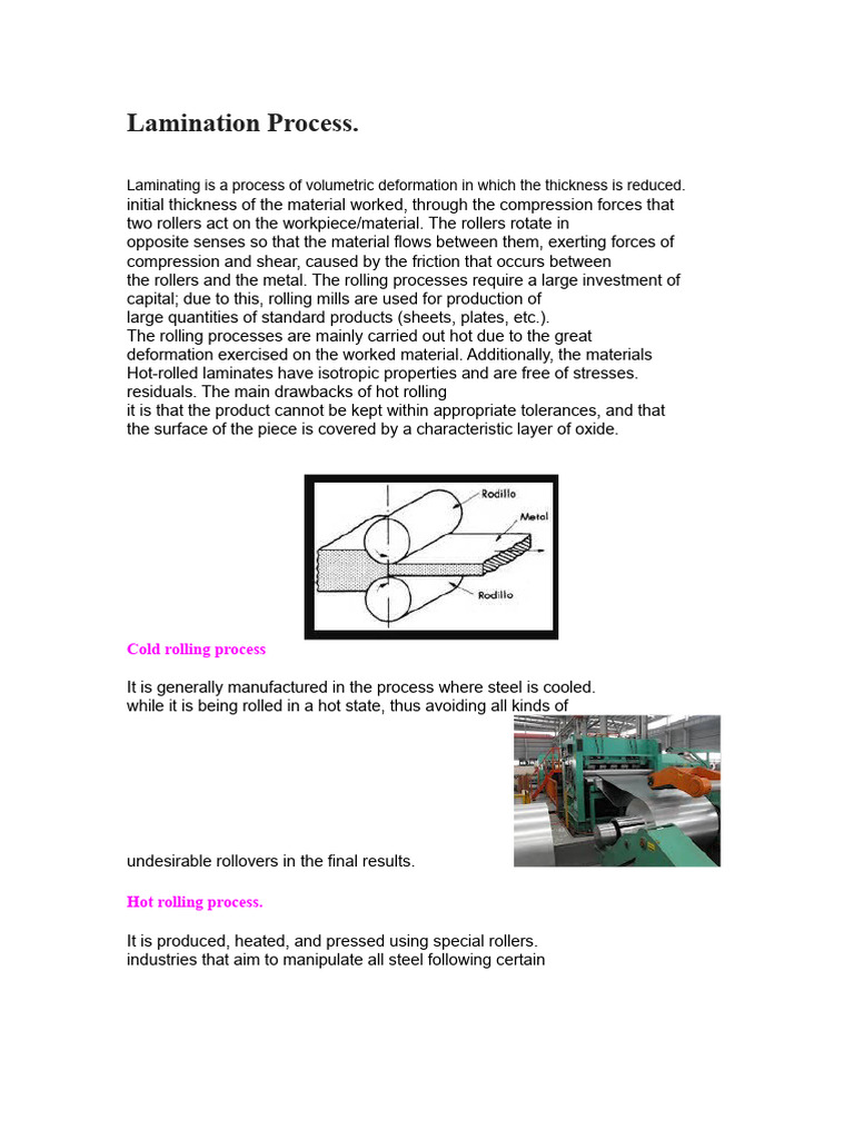 Laminating Process | PDF | Rolling (Metalworking) | Lamination