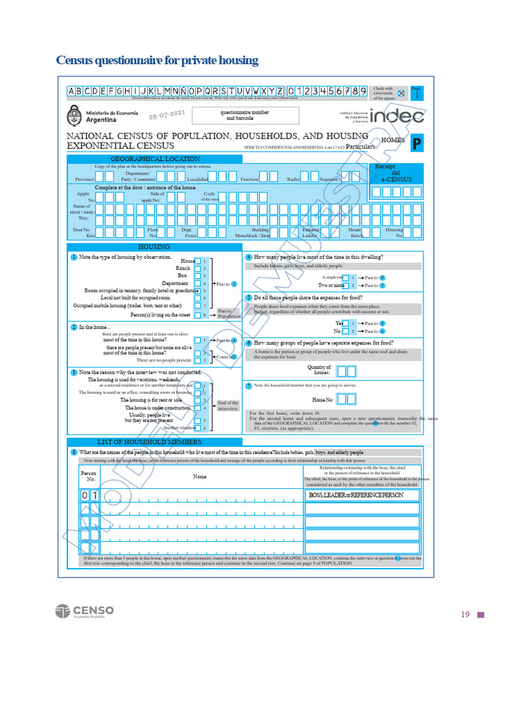 Private Housing Census Questionnaire | PDF