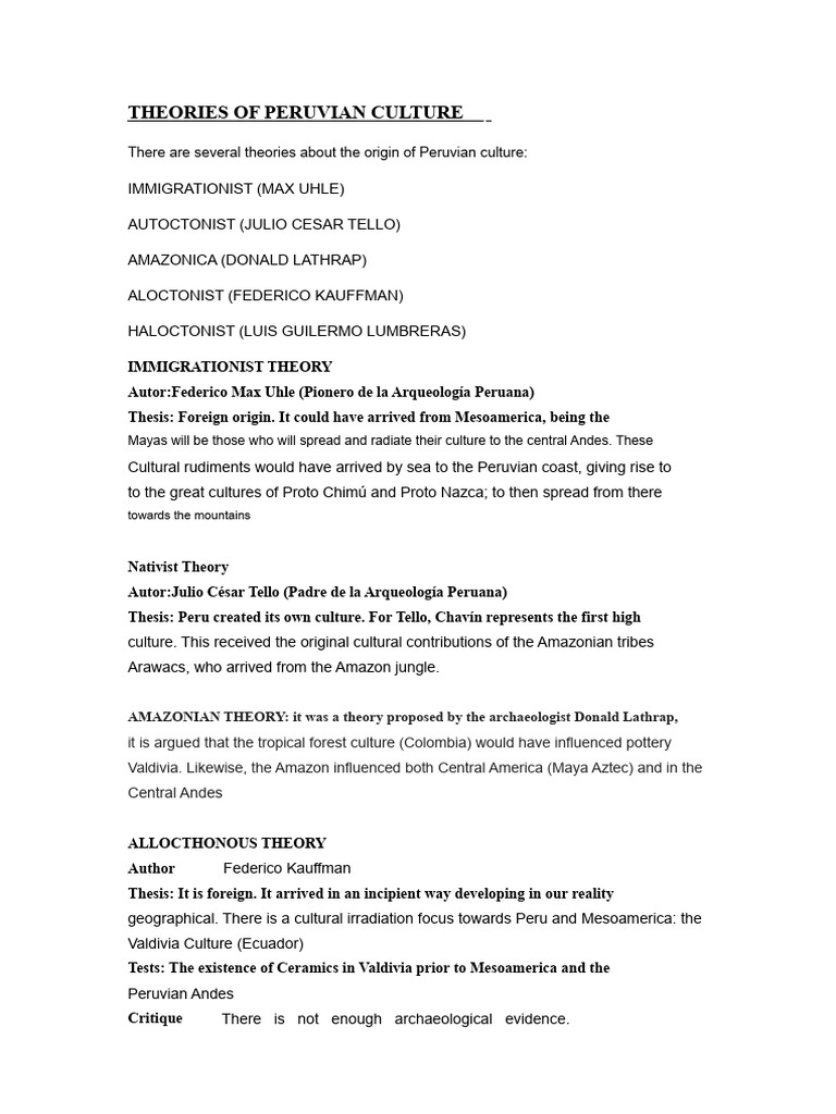 Theories of Peruvian Culture | PDF