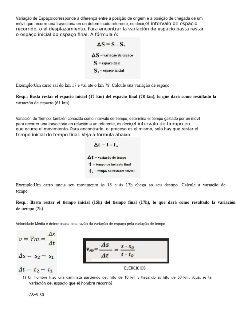 Variación de Espacio | PDF | Movimiento (física)