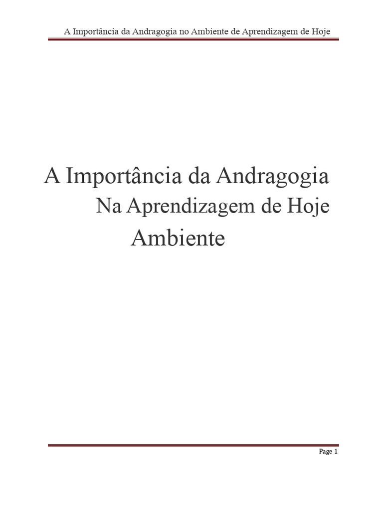 Andragogia na Aprendizagem Atual | PDF | Aprendizado | Educação para ...
