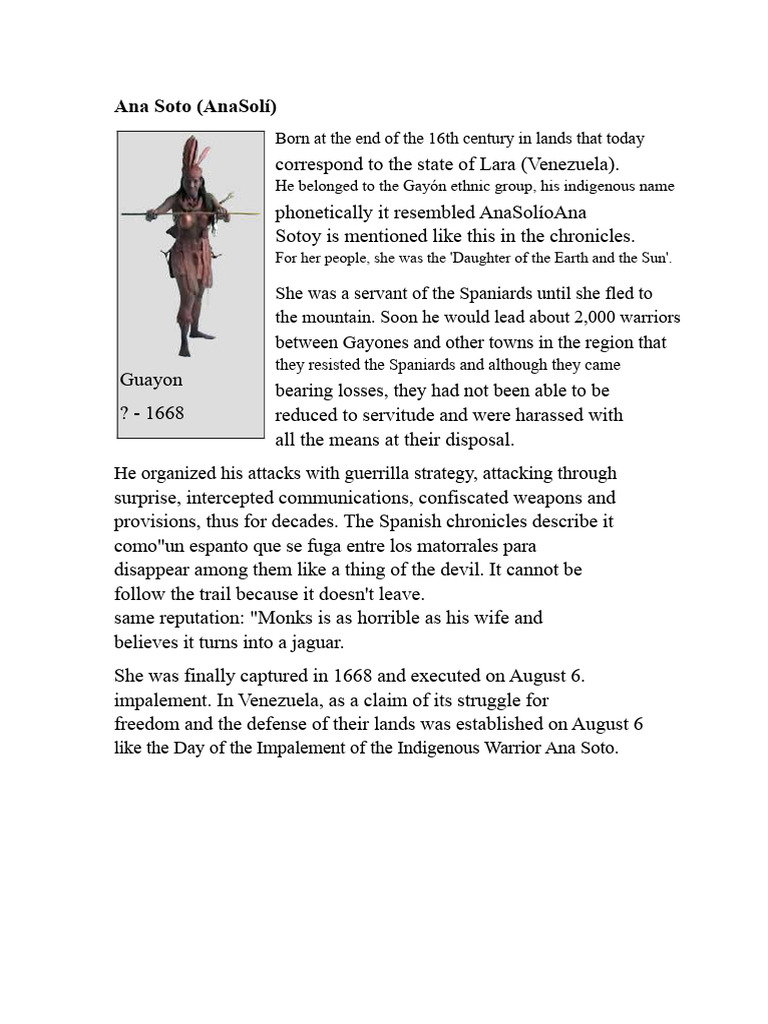Ana Soto: Indigenous Warrior of Venezuela | PDF