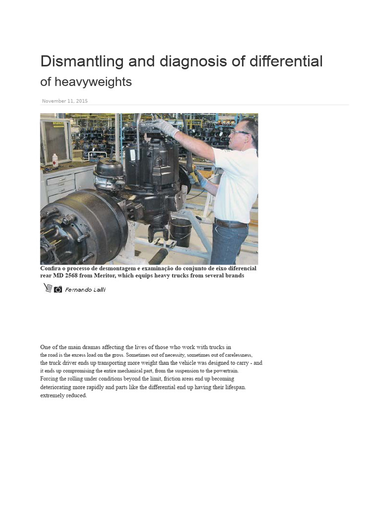 Meritor Differential - Assembly-Disassembly | PDF | Gear | Axle