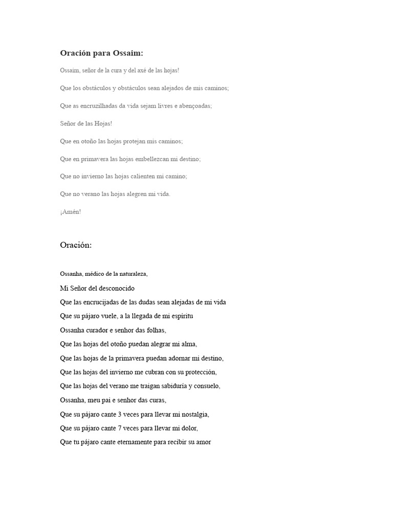 Oración para Ossanha | PDF