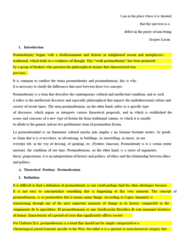 Introduction To Postmodernity | PDF | Postmodernism | Anarchism