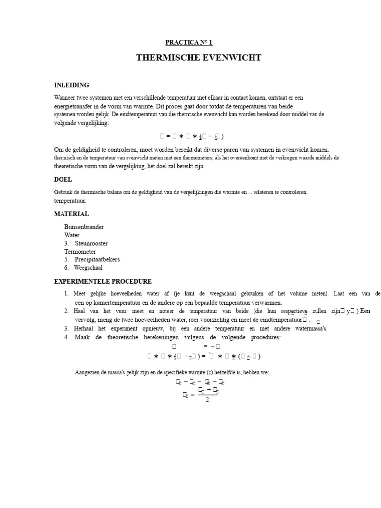 Thermisch Evenwicht Thermodynamica | PDF