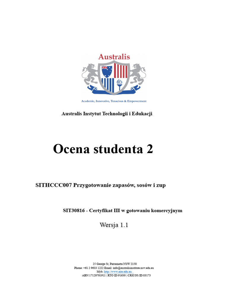 SITHCCC007 Przygotowanie Zapasów, Sosów I Zup (Ocena 2) - R | PDF