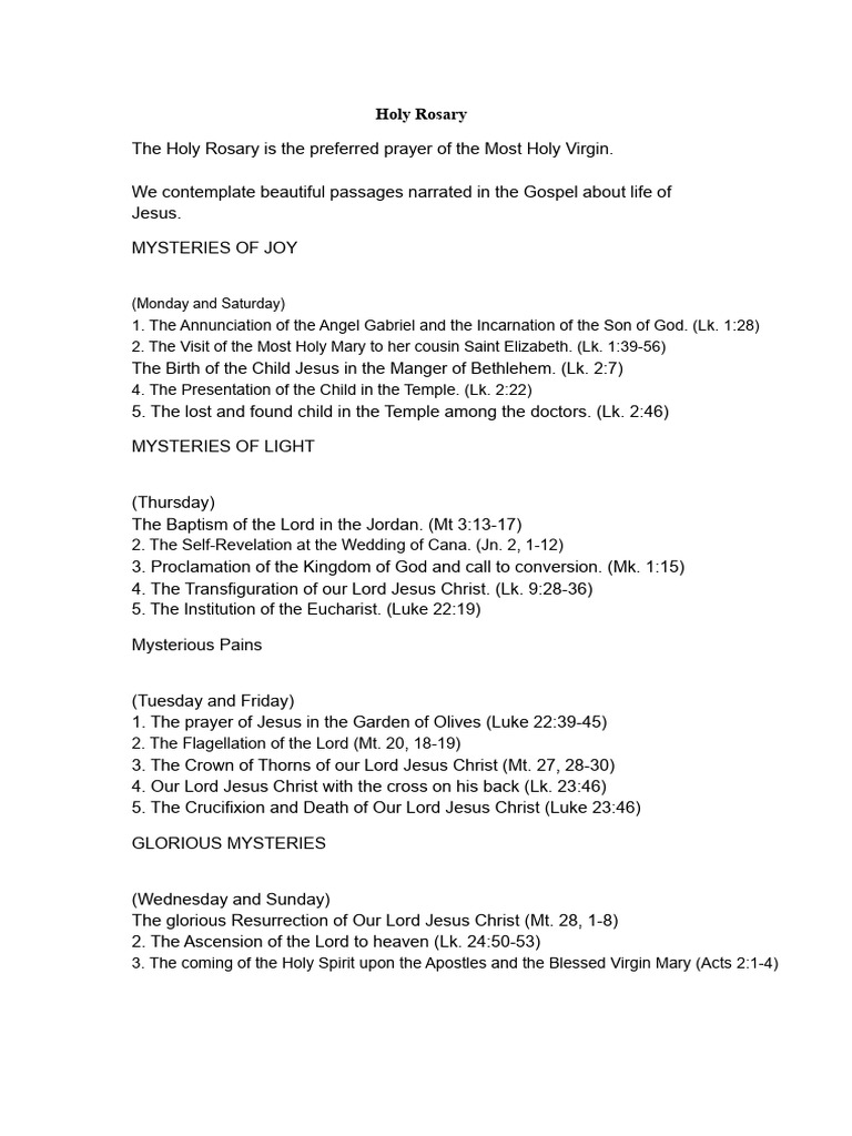 Holy Rosary | PDF | Rosary | Jesus