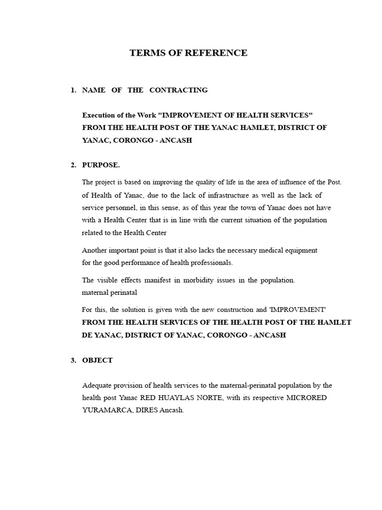 Terms of Reference Medical Post | PDF | Regulatory Compliance | Safety