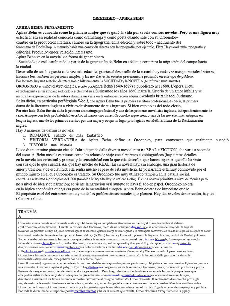 4 - Oroonoko - Behn | PDF | Aphra Behn | Novelas