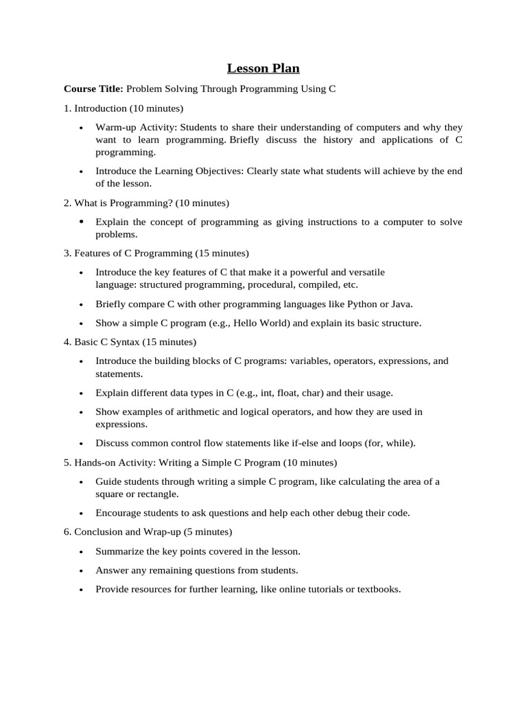 Lesson Plan | PDF
