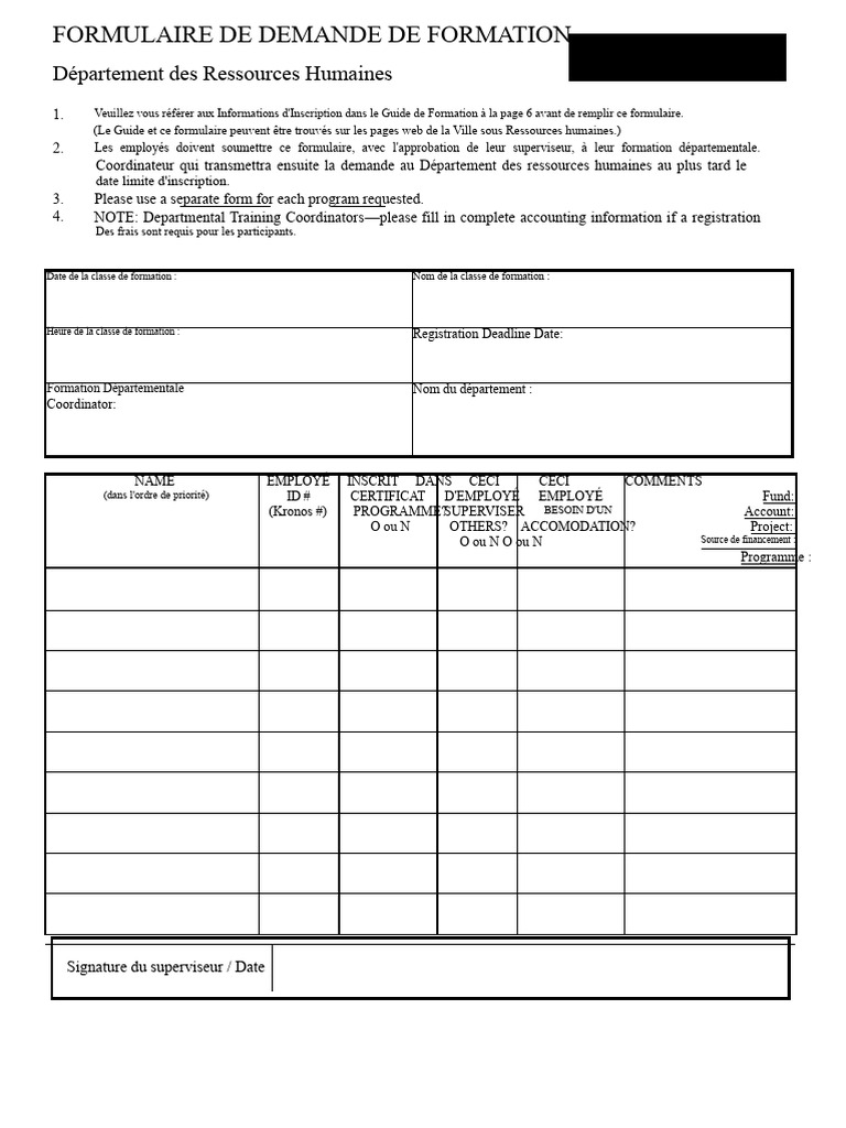 Formulaire de Demande de Formation RH | PDF