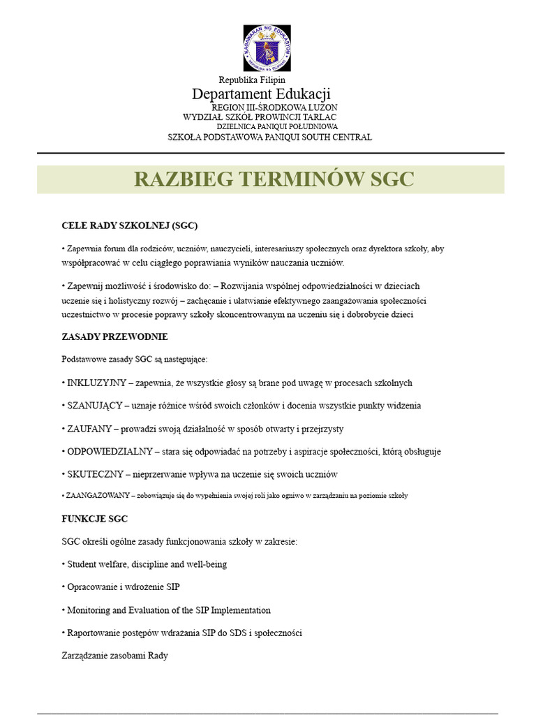 SGC Warunki Referencyjne | PDF