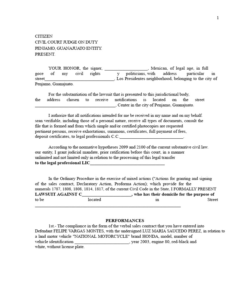 Example DEMAND COMPLIANCE WITH CONTRACT | PDF | Property | Justice