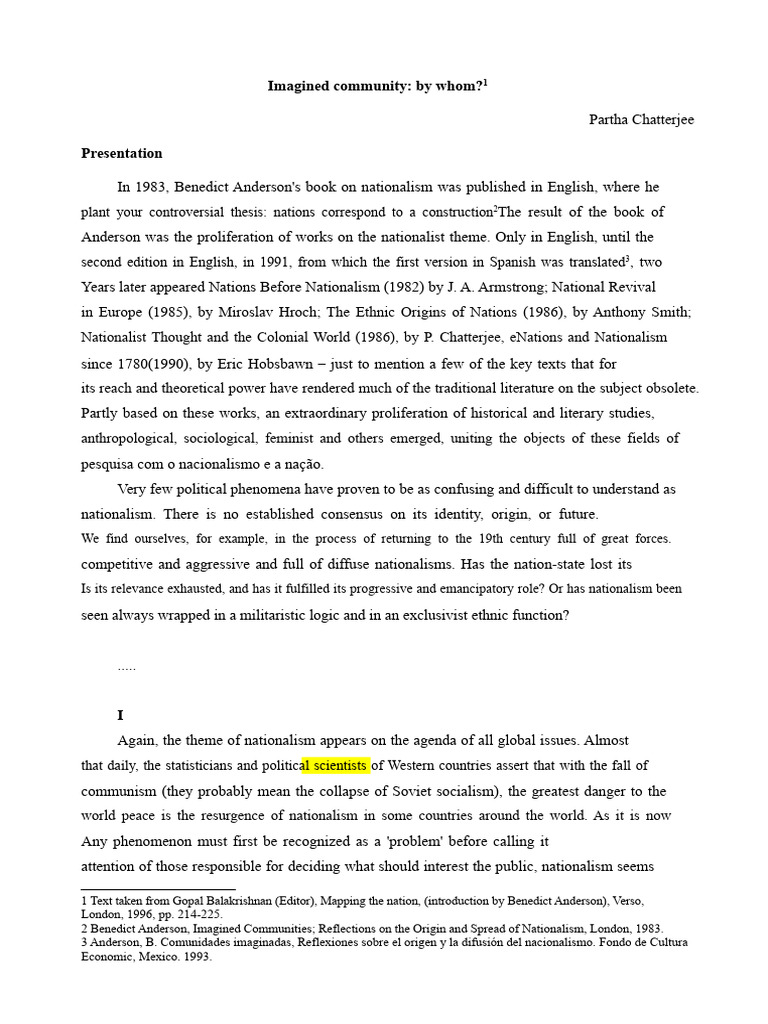 CHATTERJEE, Partha - Imagined Community by Whom (Ok - Already ...