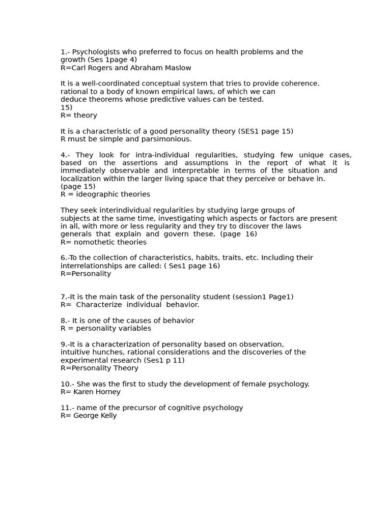 Key Concepts in Personality Psychology | PDF | Reinforcement ...